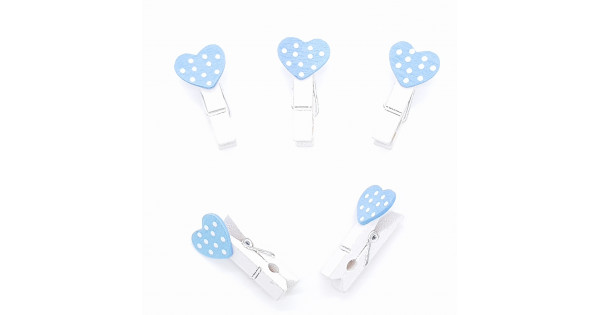 Kalp Figürlü Mavi Beyaz Puantiyeli Poşet Mandalı