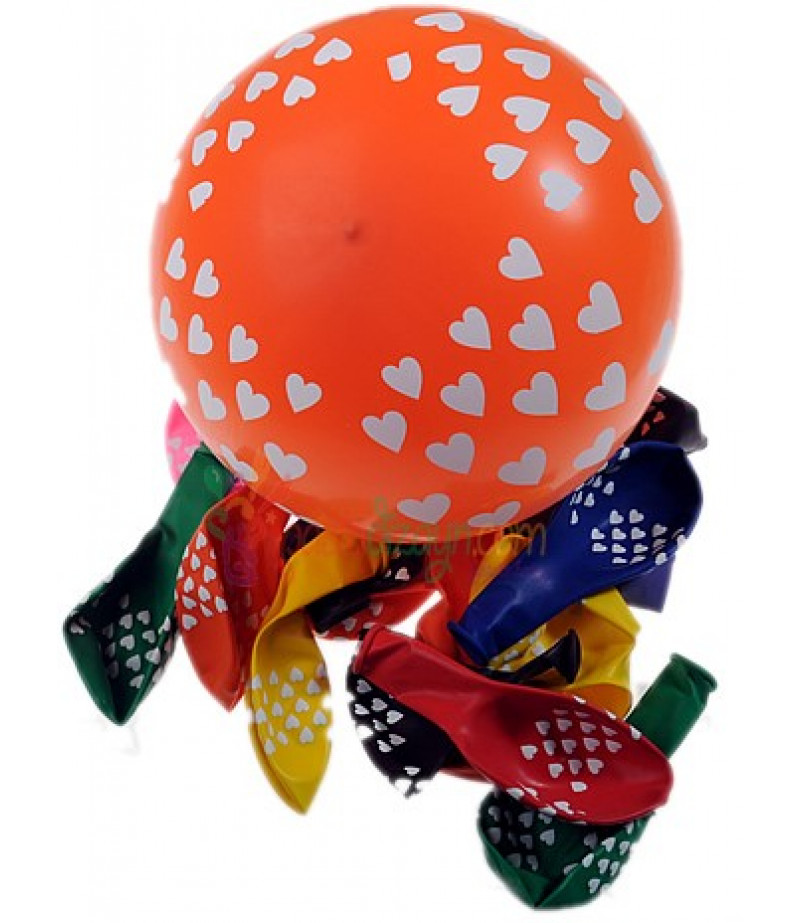 Renkli Kalpli Balon Seti,12 Adet Yeni Yıl Süslemeleri